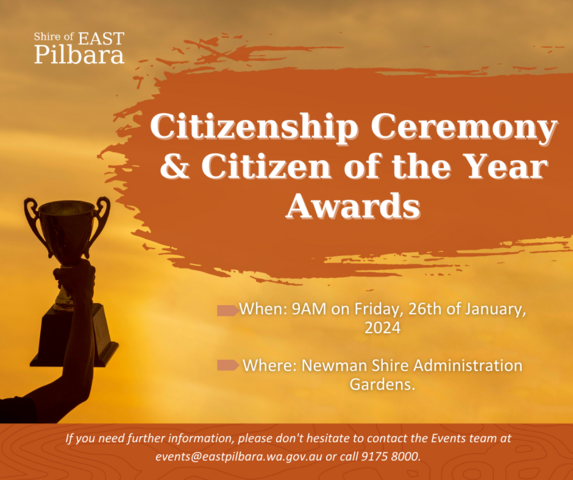 Citizenship Ceremony and Citizen of the Year Awards » Shire of East Pilbara